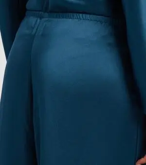 LESET Barb Satin Wide-leg Pants - Blue
