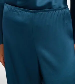 LESET Barb Satin Wide-leg Pants - Blue