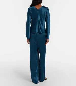 LESET Barb Satin Wide-leg Pants - Blue