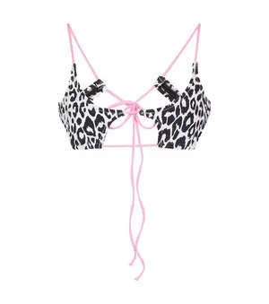 REINA OLGA Theresa Leopard-print Bikini Top - Multicoloured