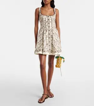 ALEMAIS Printed Linen And Cotton Minidress