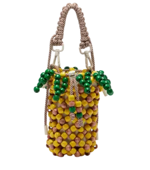 ALEMAIS Alémais Pineapple Mini Beaded Bag - Yellow