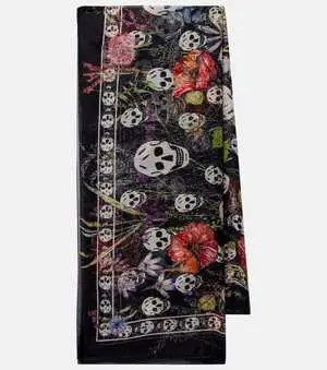 Alexander McQueen Skull Silk Chiffon Scarf - Multicoloured
