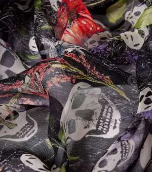 Alexander McQueen Skull Silk Chiffon Scarf