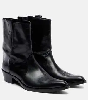 Khaite Clive Leather Ankle Boots - Black