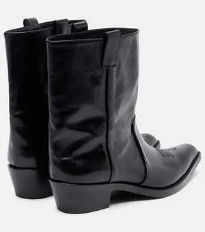 Khaite Clive Leather Ankle Boots - Black