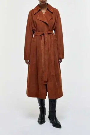 Gabriela Hearst Lyra Goat Suede Trench Coat