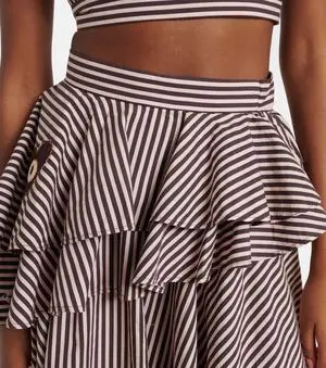 ALEMAIS Alémais Sirocco Embroidered Striped Cotton Maxi Skirt