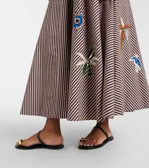ALEMAIS Alémais Sirocco Embroidered Striped Cotton Maxi Skirt