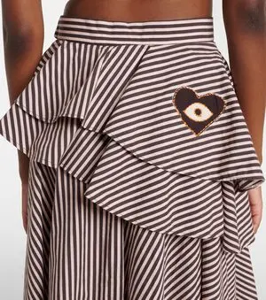 ALEMAIS Alémais Sirocco Embroidered Striped Cotton Maxi Skirt
