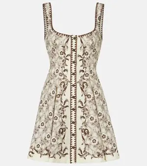 ALEMAIS Printed Linen And Cotton Minidress - Beige