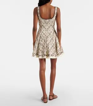 ALEMAIS Printed Linen And Cotton Minidress - Beige
