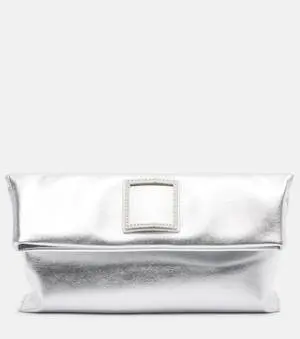 ROGER VIVIER Trompette Metallic Leather Clutch
