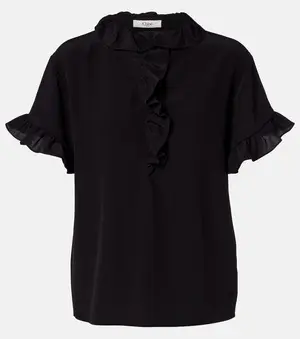 Chloé Ruffled Silk Crepe De Chine Top