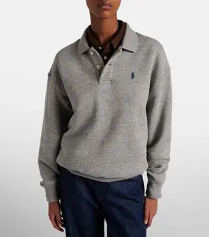 Polo Ralph Lauren Logo Cotton-blend Fleece Polo Sweatshirt - Grey
