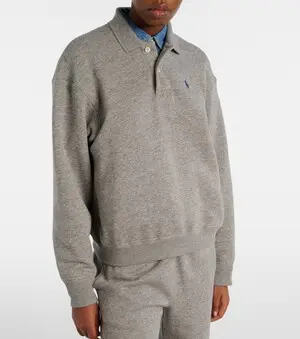 Polo Ralph Lauren Logo Cotton-blend Fleece Polo Sweatshirt - Grey