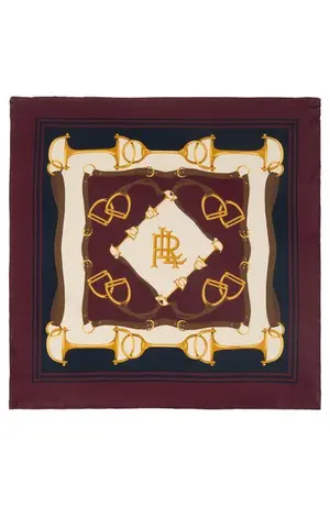 Ralph Lauren Equestrian Square Silk Scarf - Dark Garnet