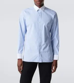 TOM FORD Striped Cotton Poplin Shirt - Blue