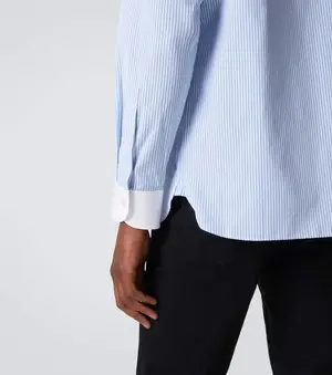 TOM FORD Striped Cotton Poplin Shirt - Blue