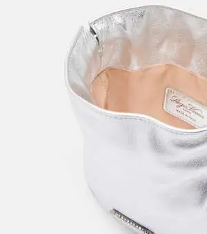 ROGER VIVIER Pilgrim Nano Metallic Bucket Bag - Silver
