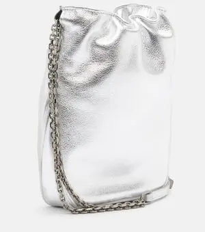 ROGER VIVIER Pilgrim Nano Metallic Bucket Bag - Silver