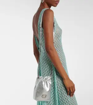ROGER VIVIER Pilgrim Nano Metallic Bucket Bag - Silver