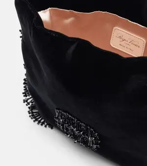 ROGER VIVIER Pilgrim Mini Beaded Velvet Bucket Bag