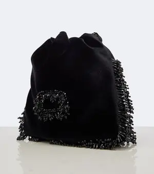 ROGER VIVIER Pilgrim Mini Beaded Velvet Bucket Bag