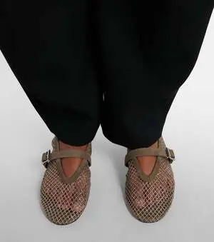 Alaïa Embellished Fishnet Ballet Flats