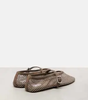 Alaïa Embellished Fishnet Ballet Flats