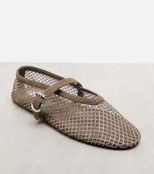 Alaïa Embellished Fishnet Ballet Flats