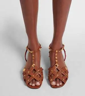 Valentino Garavani Studded Leather Sandals - Brown