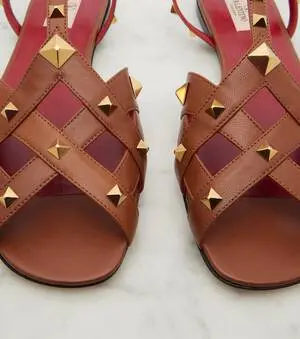 Valentino Garavani Studded Leather Sandals - Brown