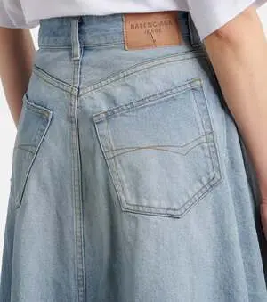 Balenciaga Pleated Denim Midi Skirt