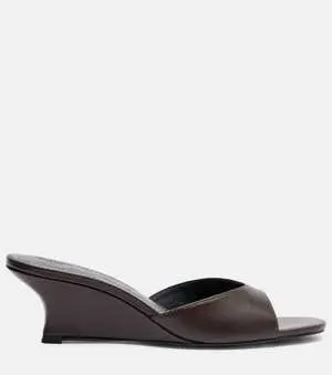 Staud Brigitte Leather Wedge Mules - Brown