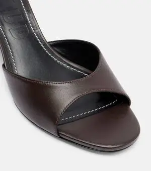 Staud Brigitte Leather Wedge Mules - Brown