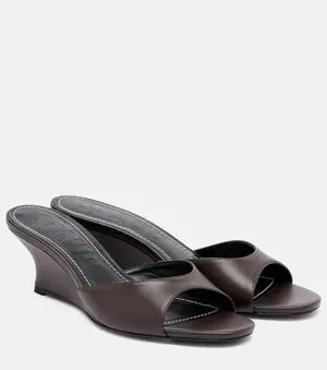 Staud Brigitte Leather Wedge Mules