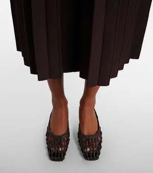 Staud Otto Woven Leather Mules - Brown