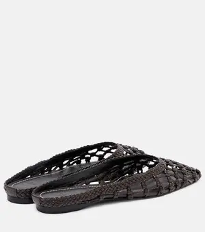 Staud Otto Woven Leather Mules - Brown
