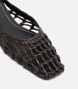 Staud Otto Woven Leather Mules - Brown