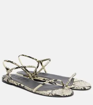 Staud Laurel Snake-effect Leather Sandals - White