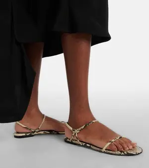 Staud Laurel Snake-effect Leather Sandals - White