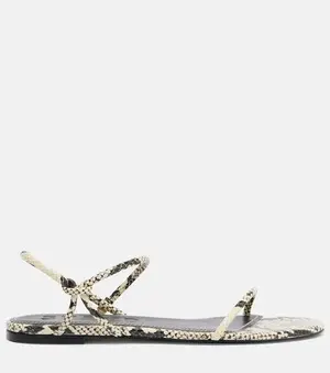 Staud Laurel Snake-effect Leather Sandals - White