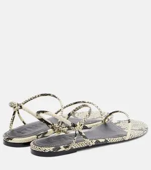 Staud Laurel Snake-effect Leather Sandals - White