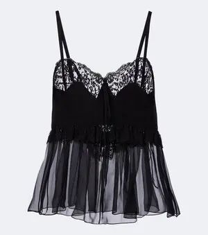 Chloé Ruffled Silk Crêpe De Chine Top - Black