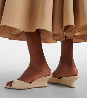 Staud Brigitte Leather Wedge Mules - White