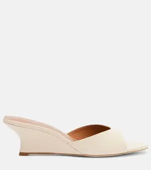 Staud Brigitte Leather Wedge Mules - White