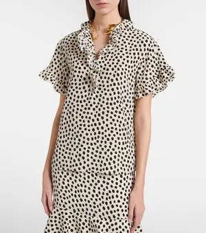 Chloé Polka-dot Silk Crêpe De Chine Top - White