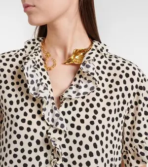 Chloé Polka-dot Silk Crêpe De Chine Top - White