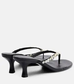 Staud Freja Leather Thong Sandals - Black